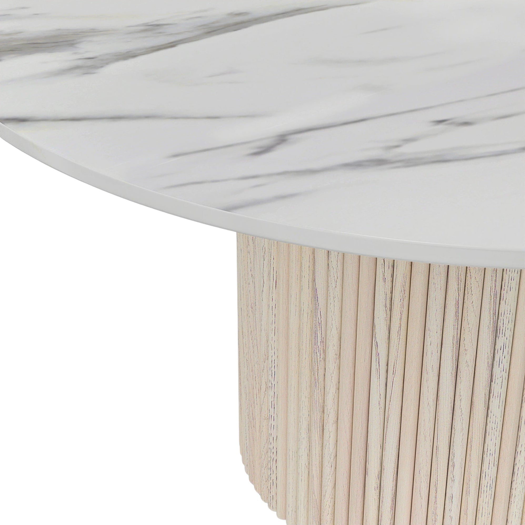 Alpine Furniture Cleo Reba Quartz Top Round Dining Table, White Wash ...