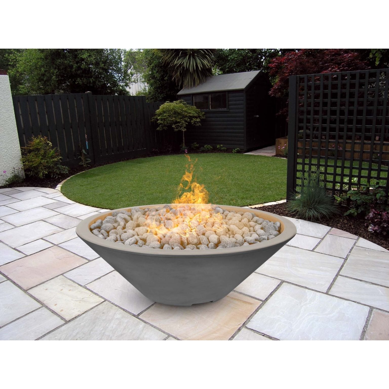 The Outdoor Plus Cazo Fire Pit Narrow Ledge | GFRC Concrete | Metal Po