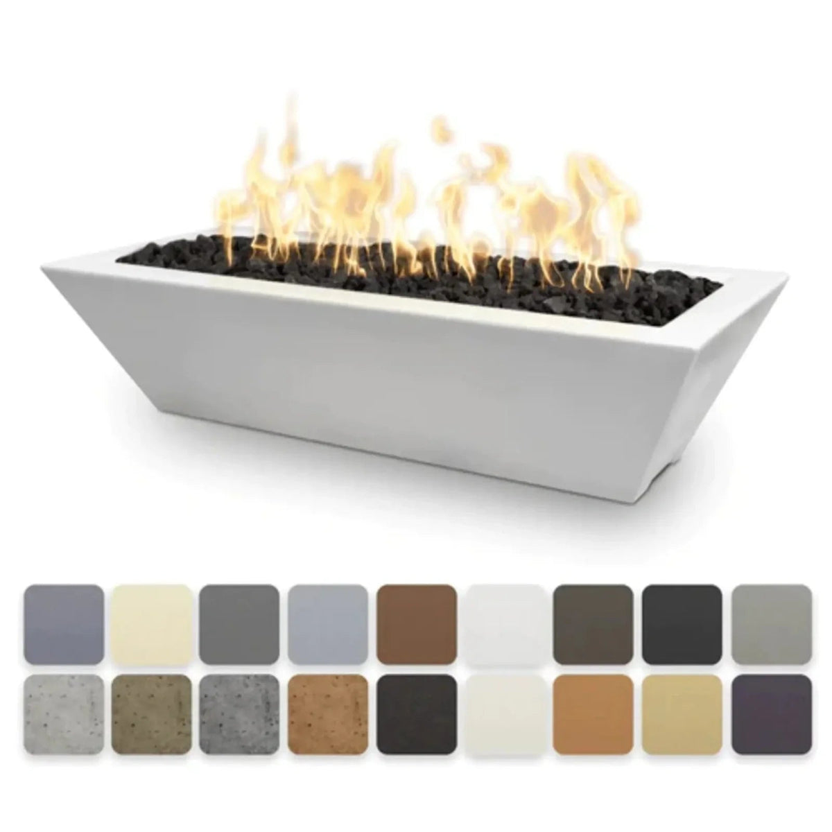 The Outdoor Plus 60" x 20" Linear Maya GFRC Fire Bowl Match Lit with F ...